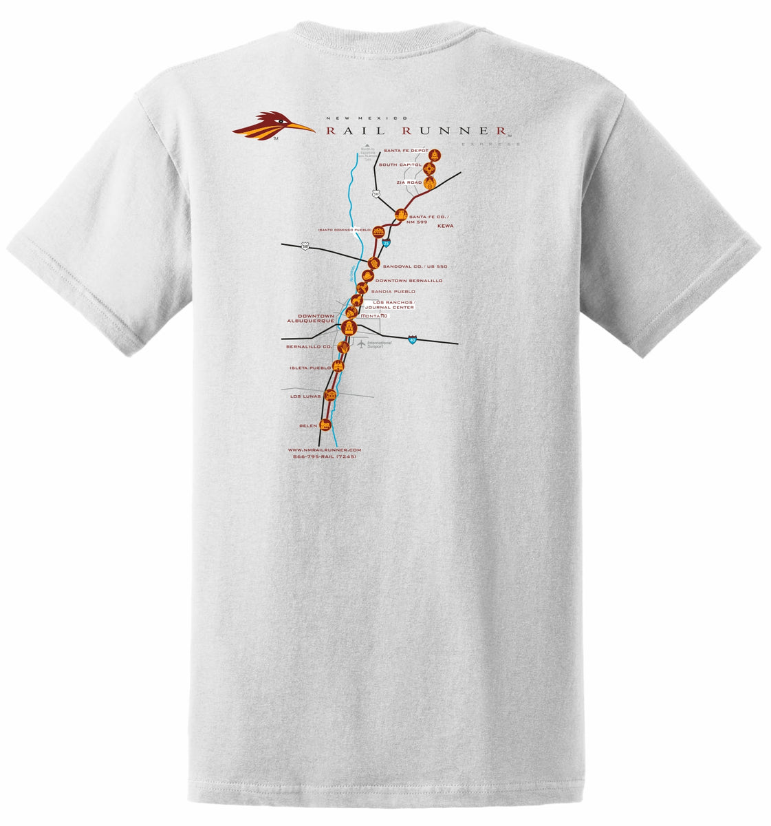 Rail Runner Route Map Adult T-Shirt – NMRailrunnerstore